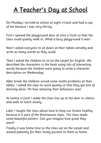 My Day At School Recount | Teaching Resources