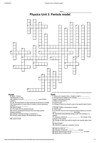 AQA Physics crosswords | Teaching Resources