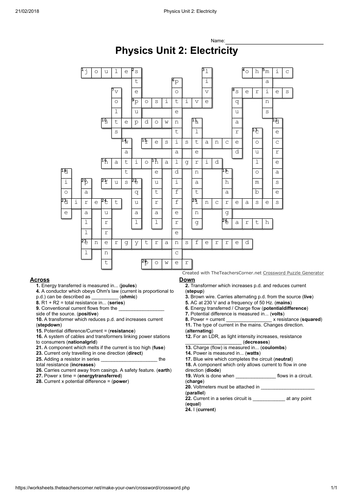 AQA Physics crosswords | Teaching Resources