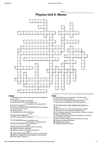 AQA Physics crosswords | Teaching Resources