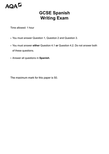 EXTRA Mock Writing Paper - GCSE Spanish Foundation Tier | Teaching ...