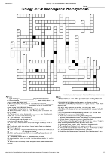 AQA Combined Science: Biology crosswords | Teaching Resources