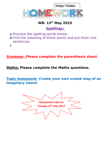 5 weeks homework booklet for Y5 students | Teaching Resources