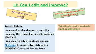 Y5 English- editing letter lesson | Teaching Resources
