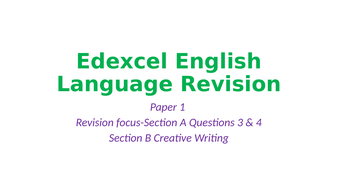 EDEXCEL English Language Paper 1 Revision | Teaching Resources