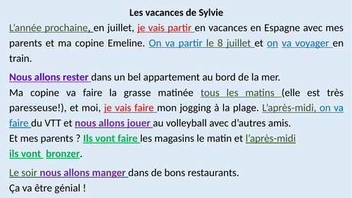 Je vais aller en vacances (near future) | Teaching Resources