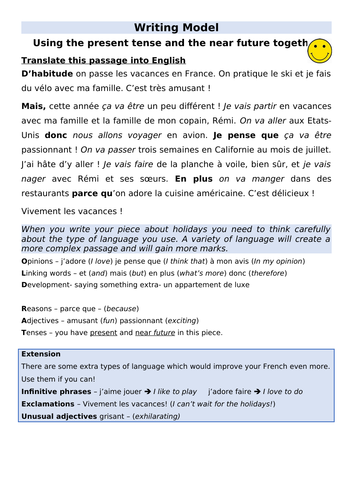 Je vais aller en vacances (near future) | Teaching Resources