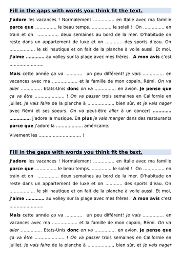 Je vais aller en vacances (near future) | Teaching Resources