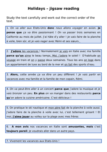 Je vais aller en vacances (near future) | Teaching Resources