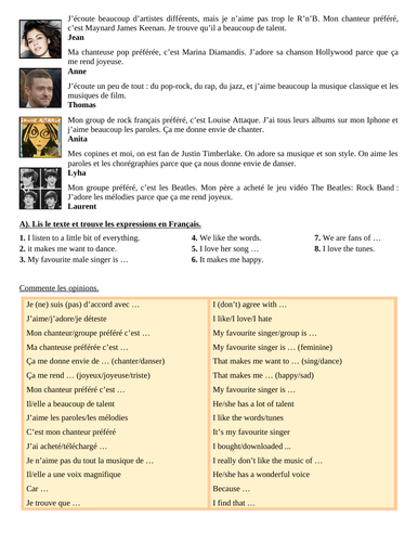 La musique | Teaching Resources