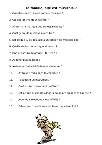 La musique | Teaching Resources