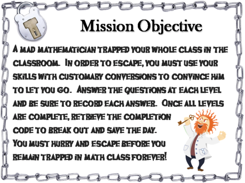 Customary Conversions Activity: Inches, Feet, Yards, Miles Escape Room ...