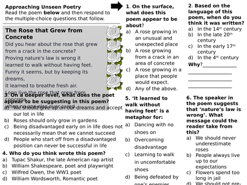 Unseen Poetry Lesson 1 | Teaching Resources