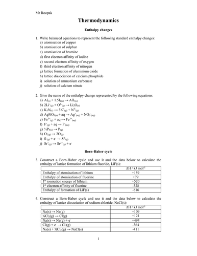 A-level Year 2 Chemistry Worksheets | Teaching Resources