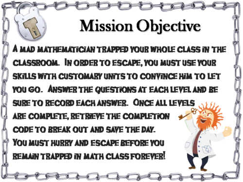 Customary Measurements & Conversions Game: Math Escape Room -inches ...