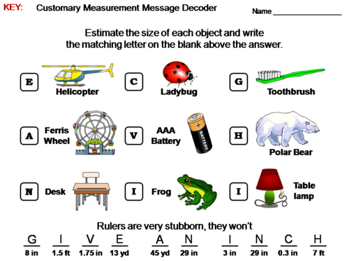 Customary Measurement Game: Math Message Decoder (Inches, Feet, and ...