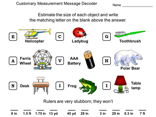 Customary Measurement Game: Math Message Decoder (Inches, Feet, and ...