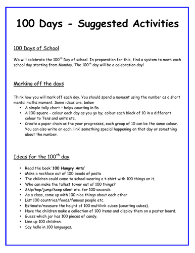 100 Days at School - Activities | Teaching Resources