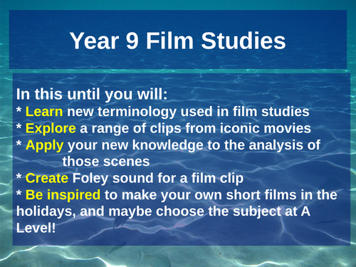 Year 9 Film Studies Unit based on scenes from Jaws and 28 Days Later ...