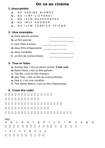 Les films et le cinéma | Teaching Resources