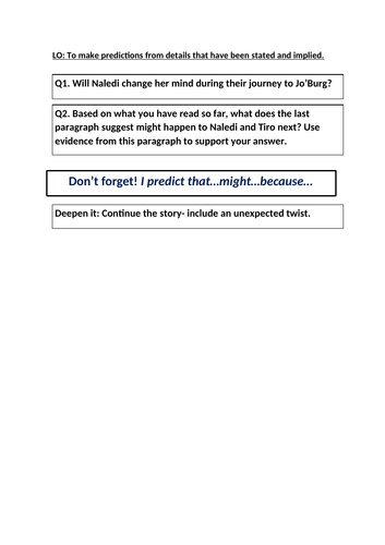 Reading Skills (6 lessons) KS2- Journey to Jo'Burg | Teaching Resources