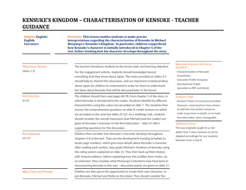 Kensuke's Kingdom - Characterisation of Kensuke! | Teaching Resources