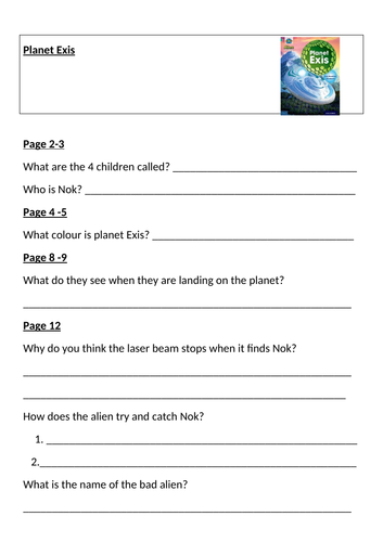 Planet Exis guided reading sheets Project X turquoise level | Teaching ...