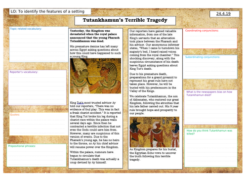 Ancient Egypt: Tutankhamun's Tomb - A Newspaper Article | Teaching ...