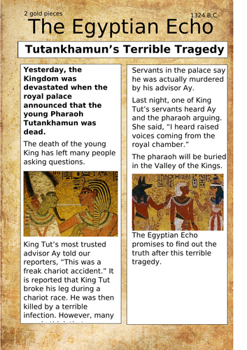 Ancient Egypt: Tutankhamun's Tomb - A Newspaper Article | Teaching ...