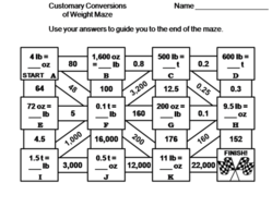Customary Conversions Activity: Ounces, Pounds, Tons: Math Maze ...