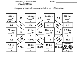 Customary Conversions Activity: Ounces, Pounds, Tons: Math Maze ...