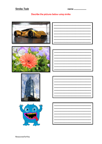 English KS2- Using similes in poetry | Teaching Resources