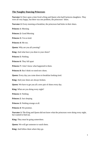 The Naughty Dancing Princesses Script - for age 4-6 (play) | Teaching ...