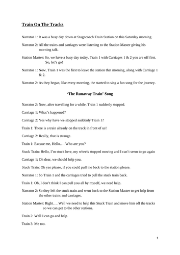 Train on the Tracks Script - for age 4-6 (play) | Teaching Resources