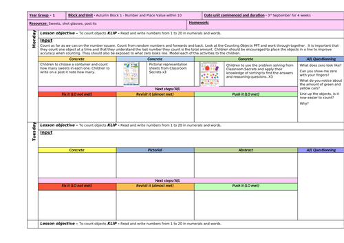 Year 1 Maths Planning CPA | Teaching Resources