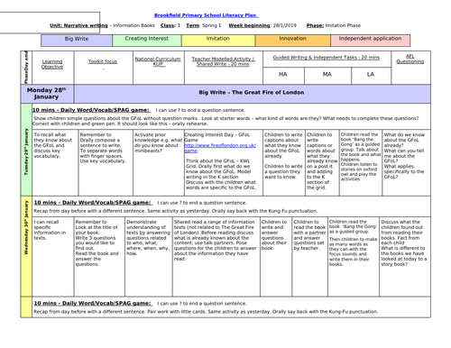 2018/2019 Year 1 English Plans | Teaching Resources