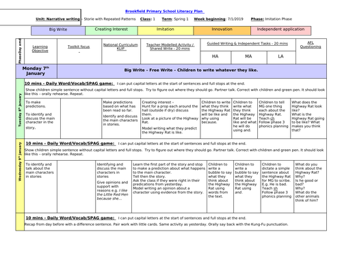 2018/2019 Year 1 English Plans | Teaching Resources
