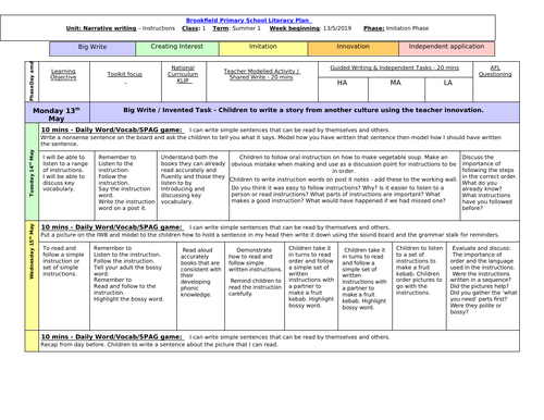 2018/2019 Year 1 English Plans | Teaching Resources