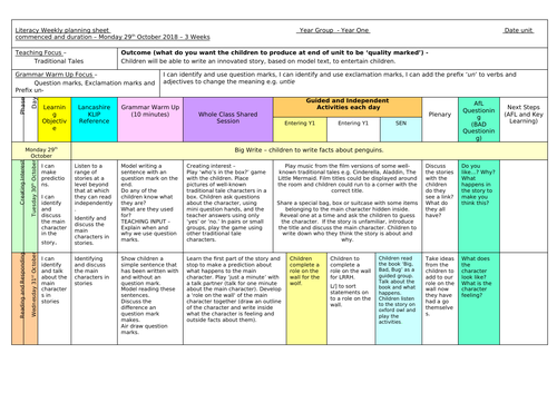 2018/2019 Year 1 English Plans | Teaching Resources