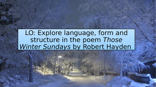 Those Winter Sundays Robert Hayden | Teaching Resources