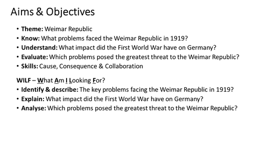 What challenges faced the Weimar Republic in 1919? | Teaching Resources