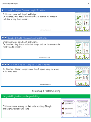 Year 1 – Spring – Week 1 – Length & Height Differentiated Sheets ...