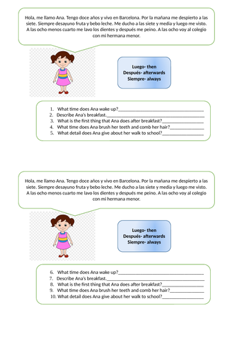 ¿Cómo te preparas? 2 lessons -Reflexive Verbs and Routines | Teaching ...