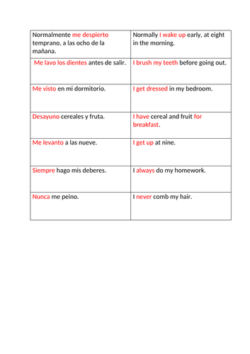 ¿Cómo te preparas? 2 lessons -Reflexive Verbs and Routines | Teaching ...