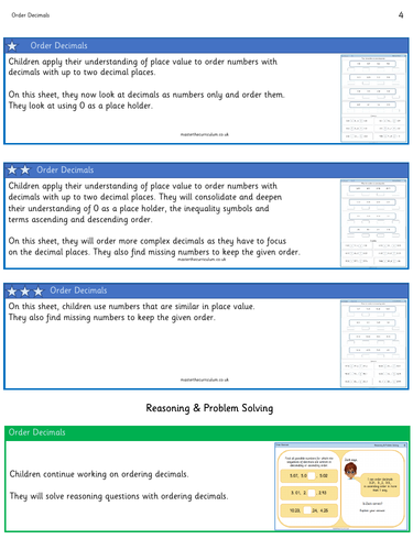 Year 4 – Week 2 – Decimals Differentiated Worksheets – Summer Term ...