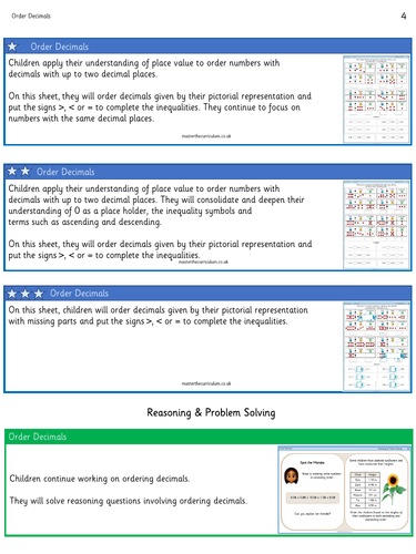 Year 4 – Week 2 – Decimals Differentiated Worksheets – Summer Term ...