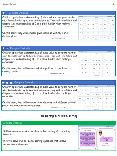 Year 4 – Week 2 – Decimals Differentiated Worksheets – Summer Term ...