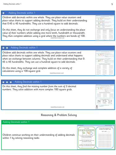Year 5 – Decimals – Week 1 Differentiated Sheets - Summer Term - White ...