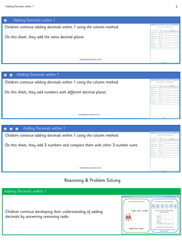 Year 5 - Summer - Decimals Week 1- Differentiated Resources - WR 3.0 ...