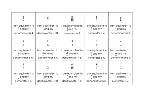 Equivalent Fractions - Loop Cards & Matching Games | Teaching Resources